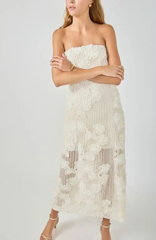 Endless Rose Mesh Overlay Strapless Dress
