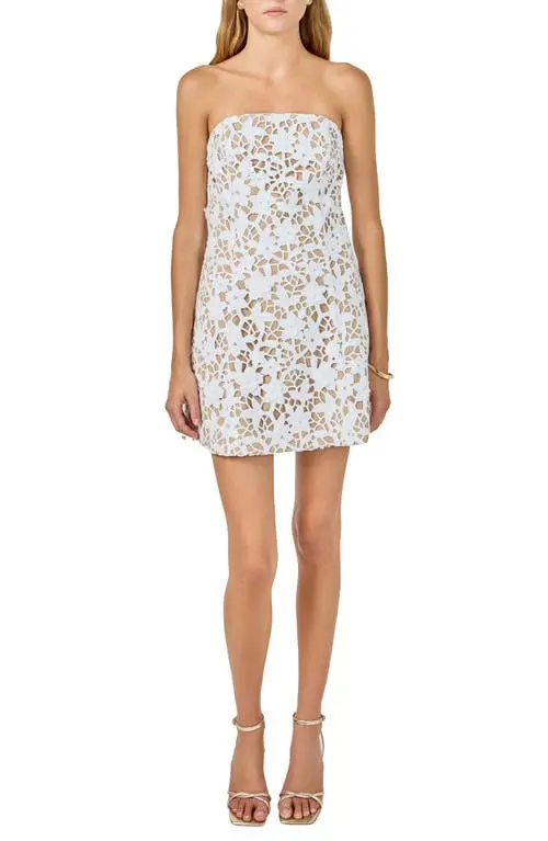 Endless Rose Floral Lace Strapless Minidress - Ivory