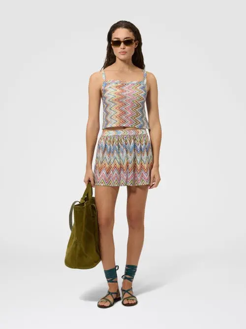 Missoni Zig Zag Tulle Tank Top With Back Cut-out
