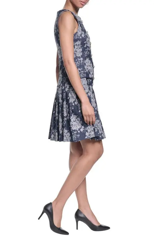 Karl Lagerfeld Paris Sleeveless Denim Jacquard Minidress