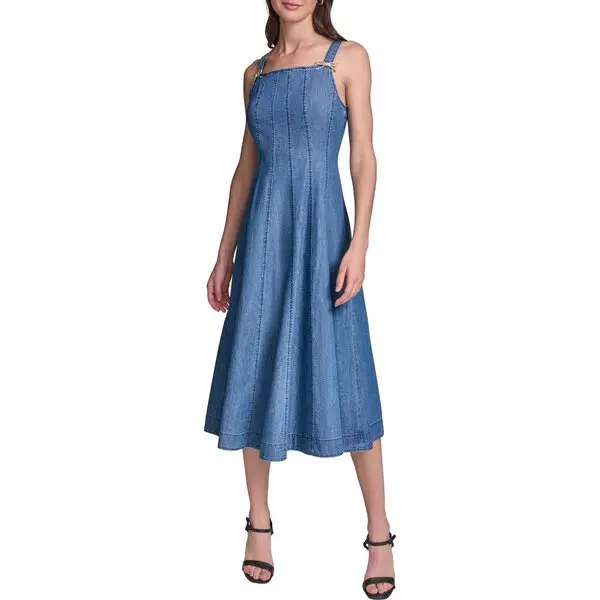 Karl Lagerfeld Paris Fit & Flare Midi Dress - Chambray