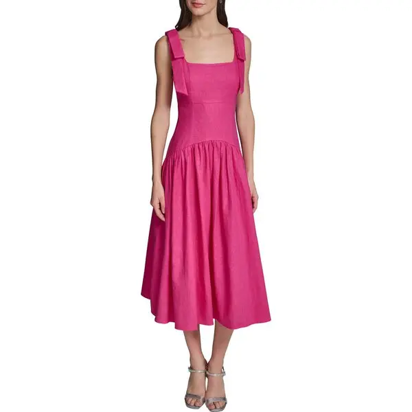 Karl Lagerfeld Paris Sleeveless Linen Blend Midi Dress