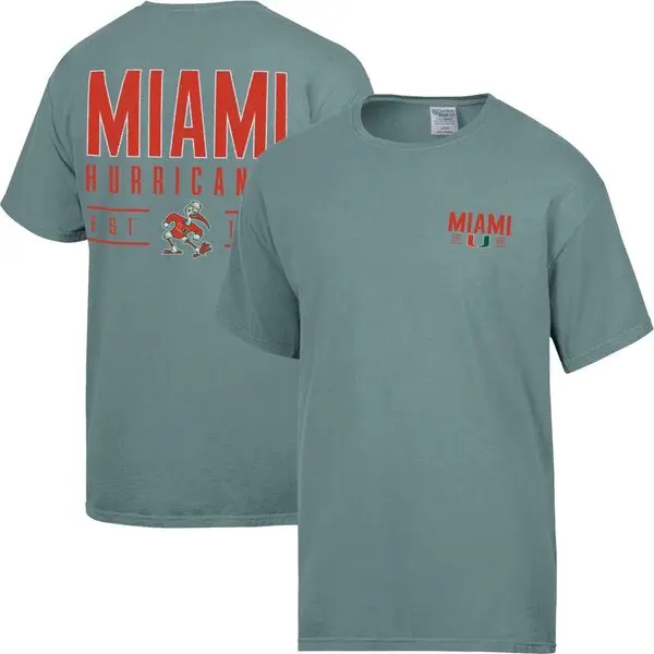 COMFORTWASH Miami Hurricanes Big Name T-shirt - Green