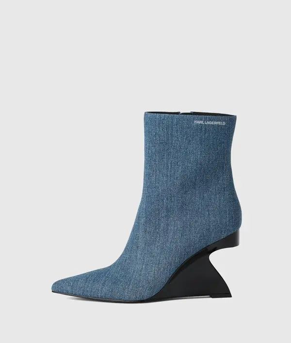 Karl Lagerfeld Waverely Denim Midi Boots - Denim Blue
