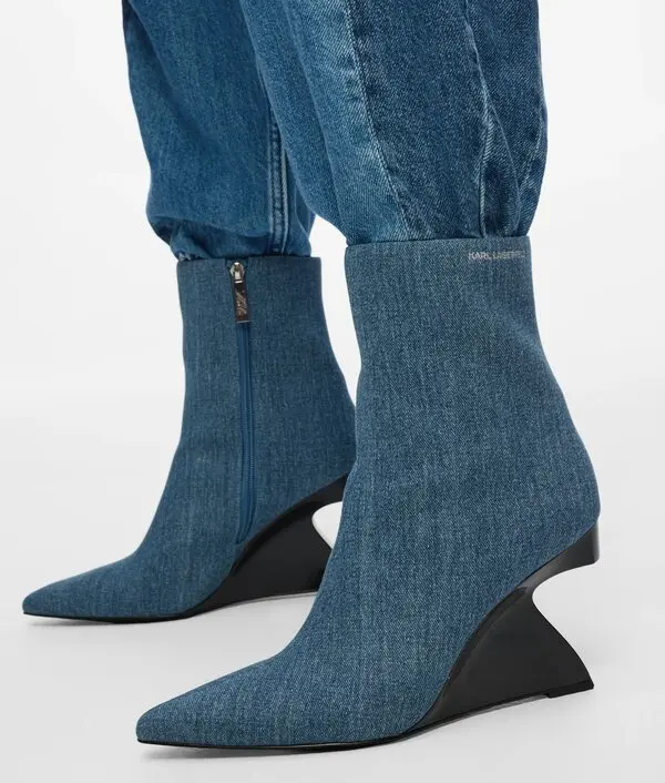 Karl Lagerfeld Waverely Denim Midi Boots