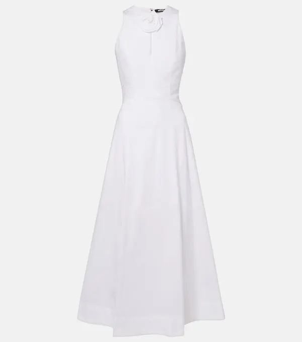 ROTATE BY BIRGER CHRISTENSEN Floral-appliqué Cotton Poplin Midi Dress