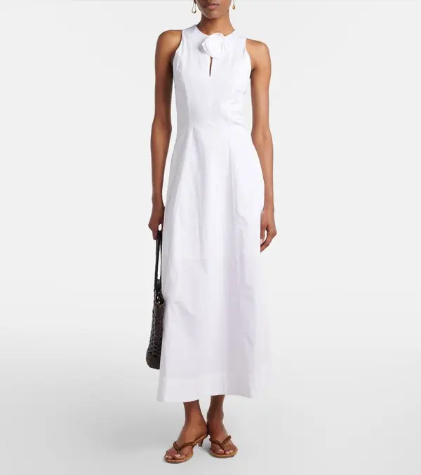 ROTATE BY BIRGER CHRISTENSEN Floral-appliqué Cotton Poplin Midi Dress