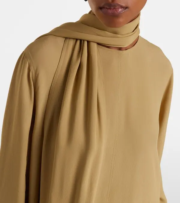 TOTEME Scarf Detail Blouse In Desert Viscose