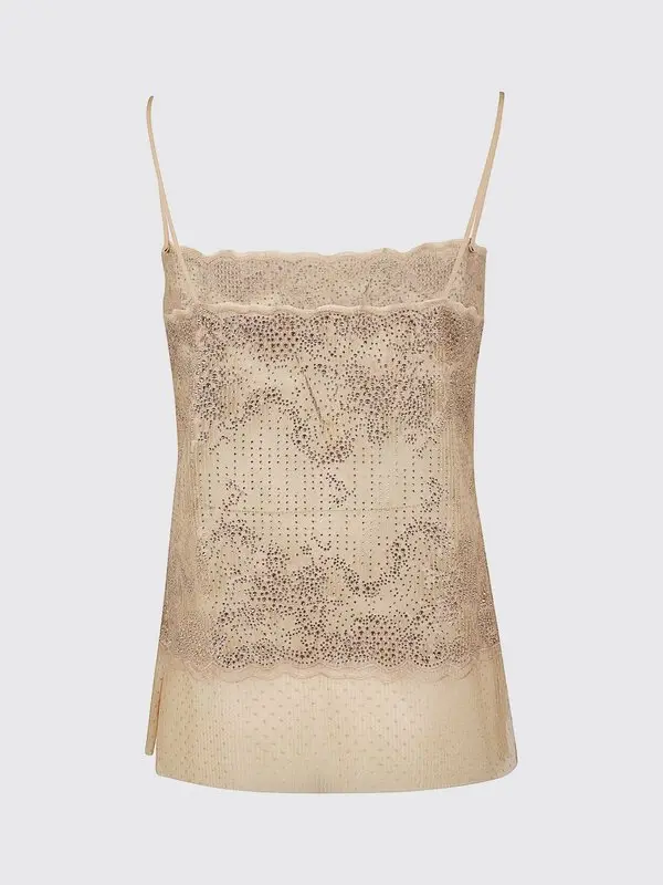 Ermanno Scervino Crepe Evening Top With Rhinestone Embellishments