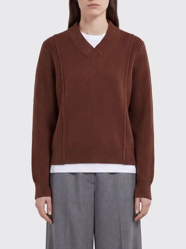 Marni V-neck Relaxed Fit Jumper In Virgin Wool And Cashmere - Brown