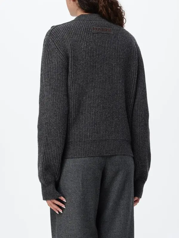 Marni V-neck Relaxed Fit Jumper In Virgin Wool And Cashmere - Graphite