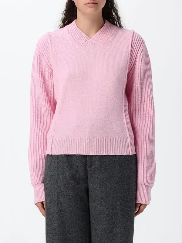 Marni V-neck Relaxed Fit Jumper In Virgin Wool And Cashmere - Pink