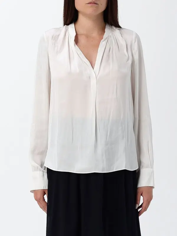 EA7 Long-sleeved Viscose Blend Blouse With V-neck And Relaxed Fit