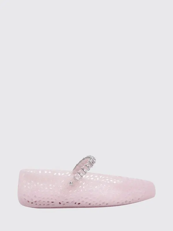 JIMMY CHOO The Jelly Mary Jane Flats In Perforated Pvc With Crystals - Pink