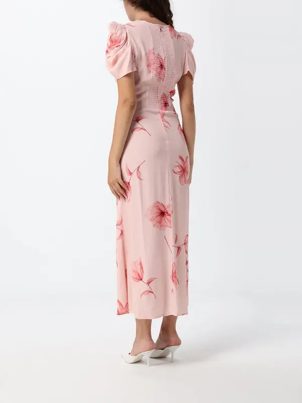 MAR DE MARGARITAS Floral Crêpe Midi Dress - Peach