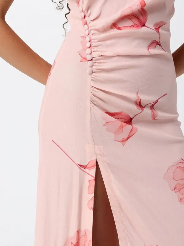MAR DE MARGARITAS Floral Crêpe Midi Dress - Peach