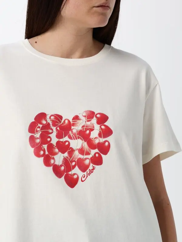 Chloé Cotton T-shirt With Heart Print