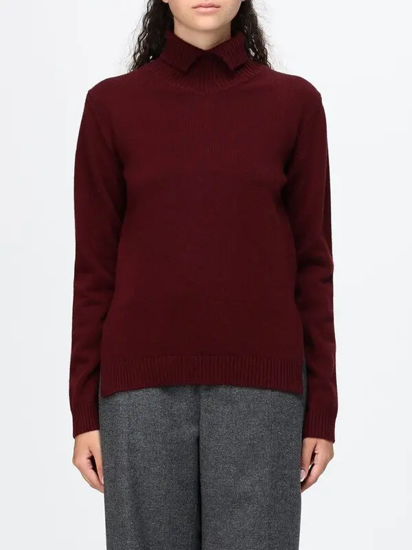 JIL SANDER Ribbed Pure Wool Turtleneck Jumper - Cherry