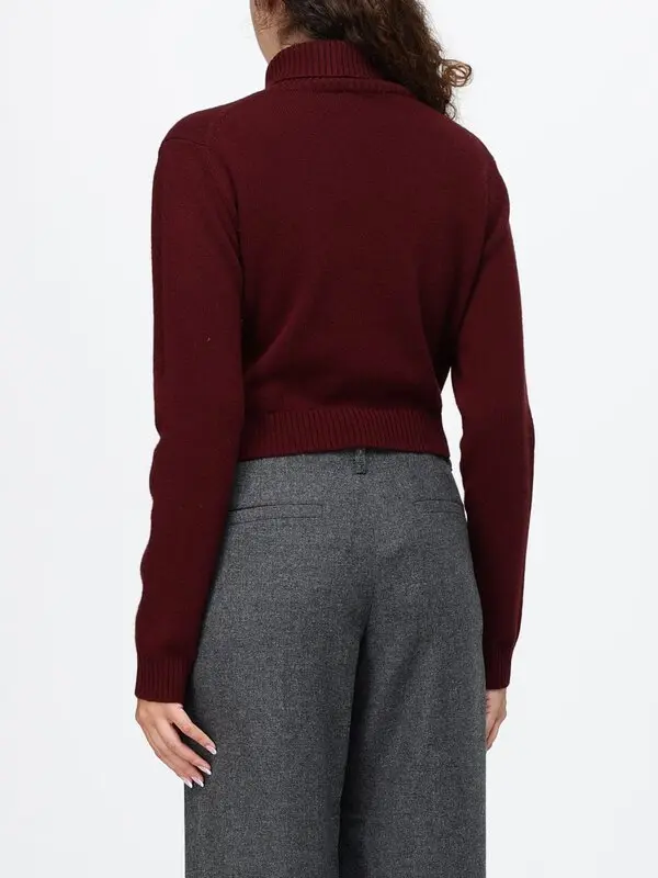 JIL SANDER Ribbed Pure Wool Turtleneck Jumper - Cherry