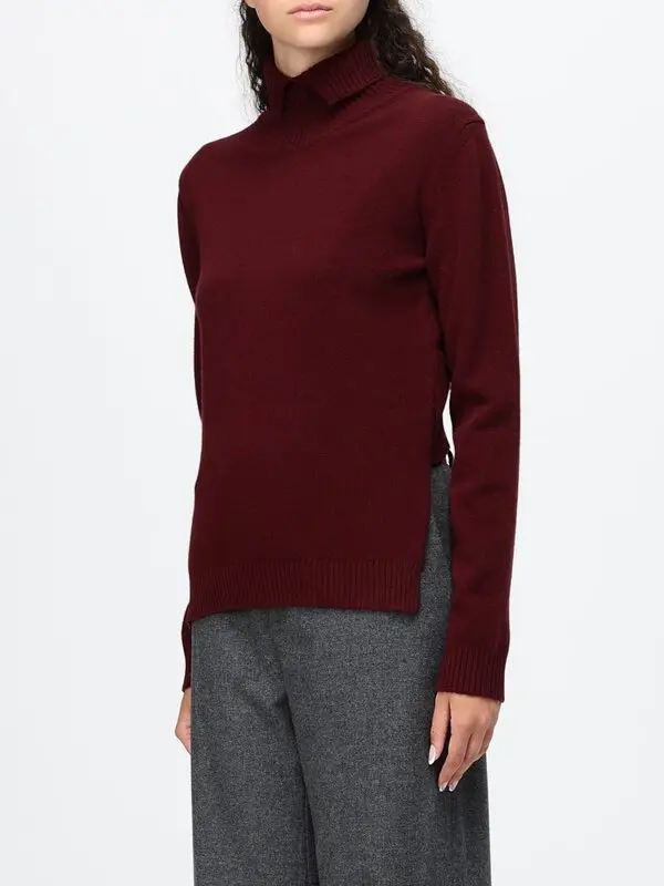 JIL SANDER Ribbed Pure Wool Turtleneck Jumper - Cherry