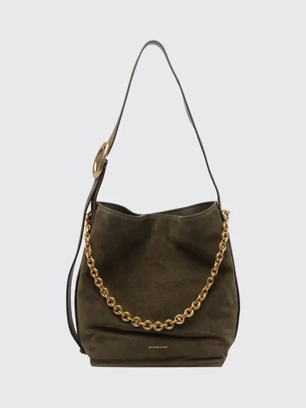 Michael Kors Large Nolita Shoulder Bag In Leather And Suede - Olive