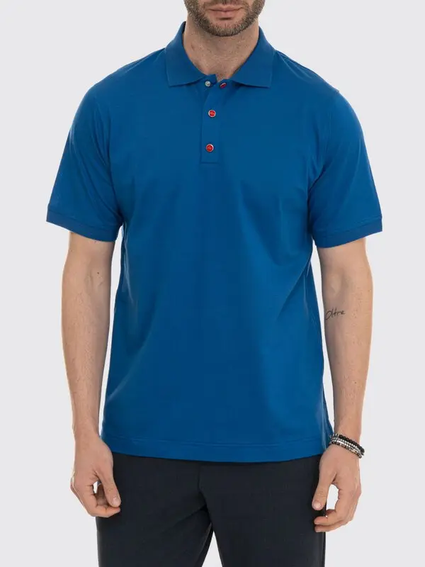 Kiton Short-sleeved Polo Shirt In 100% Cotton With A Classic Collar - Blue 1