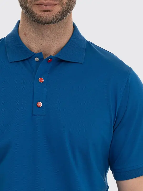 Kiton Short-sleeved Polo Shirt In 100% Cotton With A Classic Collar - Blue 1