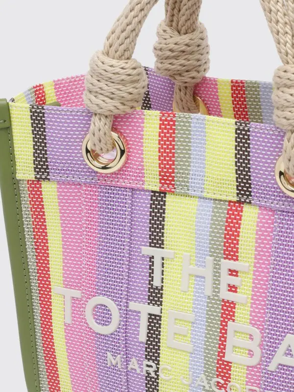 Marc Jacobs Small Multi Striped Mesh Tote Bag With Removable Strap