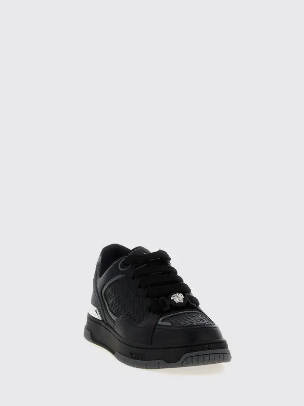 Versace Biggie Basket Calfskin Leather Sneakers With Medusa Logo