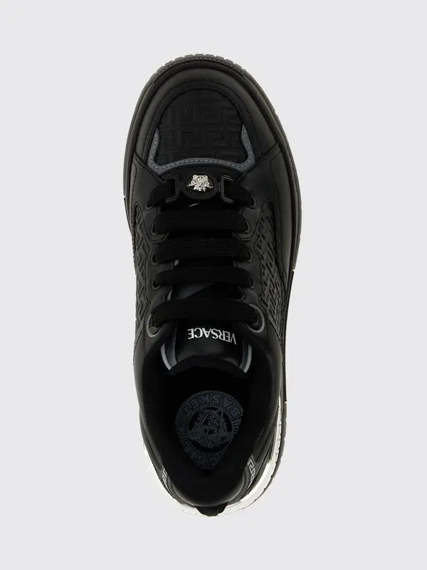 Versace Biggie Basket Calfskin Leather Sneakers With Medusa Logo