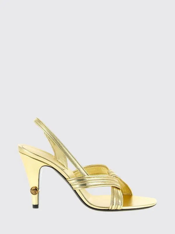 Versace Laminated Nappa Leather Slingback Sandals - Gold