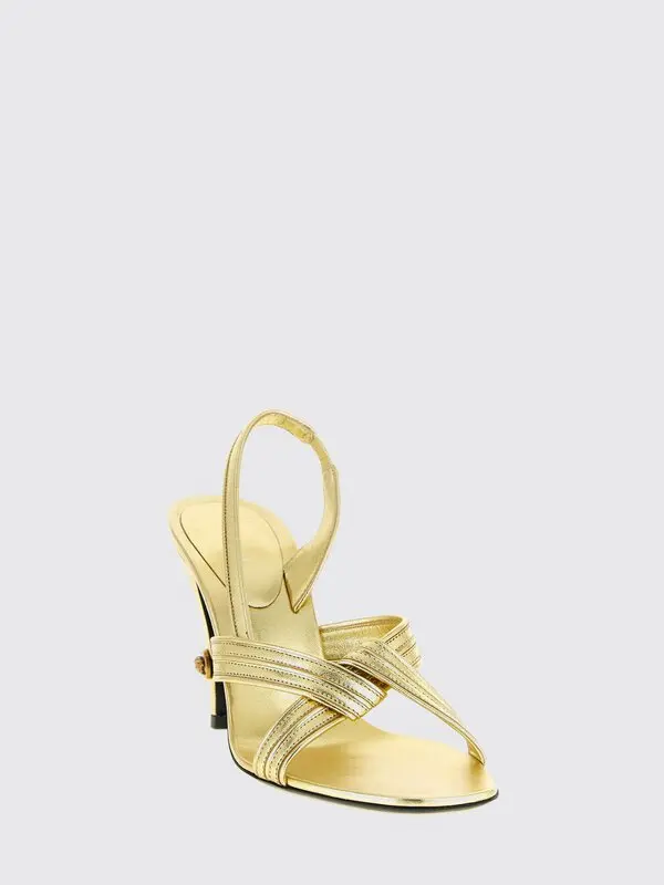 Versace Laminated Nappa Leather Slingback Sandals - Gold