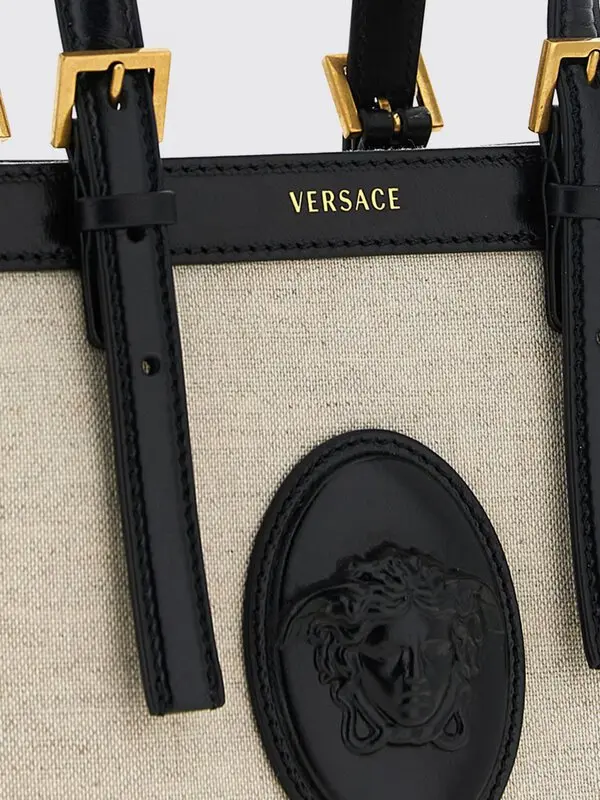 Versace Rivière Mini Linen And Cotton Tote Bag With Medusa Logo