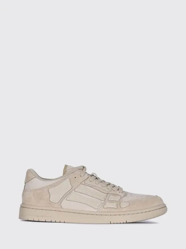 Amiri Skel Low-top Sneakers In Calfskin With Perforated Toe And Printed Logo
