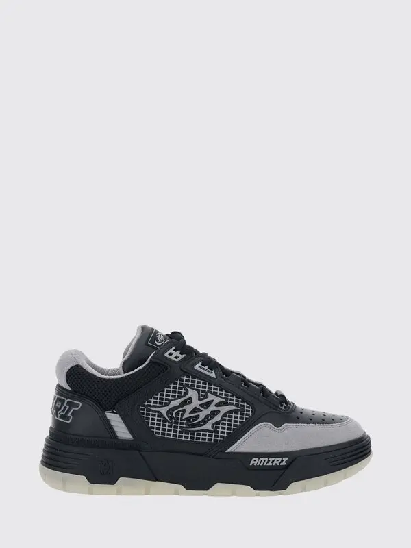 Amiri Ma-94 Leather And Mesh Sneakers With Monogram - Black