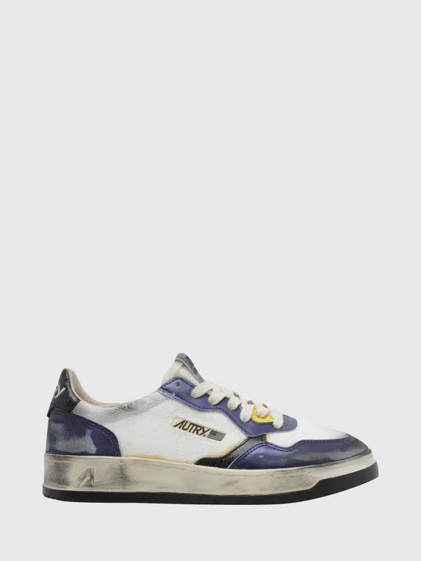 AUTRY Medalist Low Super Vintage Calfskin Sneakers With Worn Effect - Blue