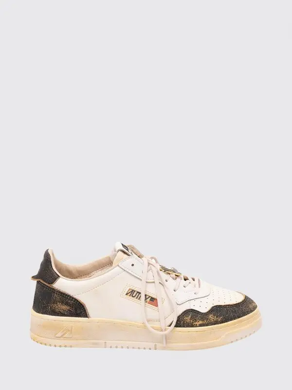 AUTRY Medalist Low Super Vintage Calfskin Sneakers With Worn Effect - Ecru
