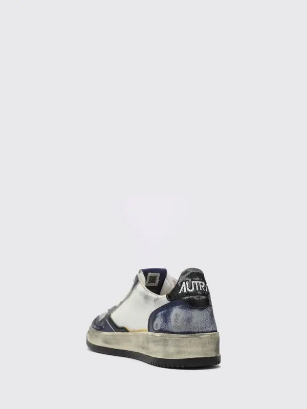 AUTRY Medalist Low Super Vintage Calfskin Sneakers With Worn Effect - Navy