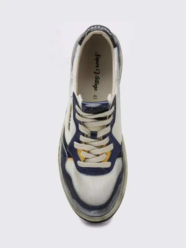AUTRY Medalist Low Super Vintage Calfskin Sneakers With Worn Effect - Navy