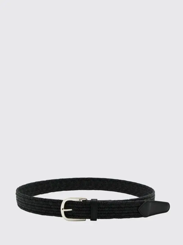 Canali Braided Cotton-blend Belt With Pin Buckle - Black