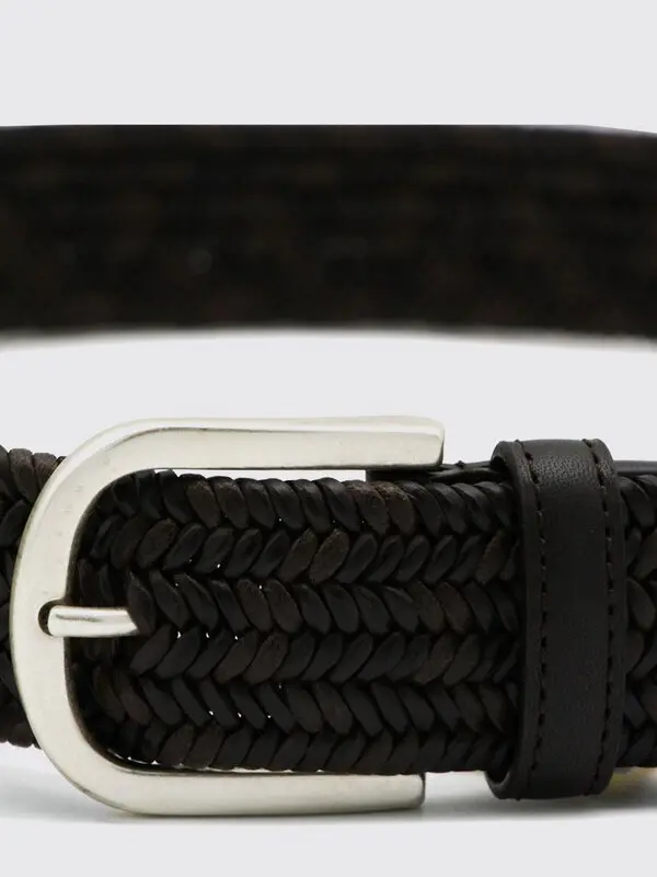Canali Braided Cotton-blend Belt With Pin Buckle - Brown