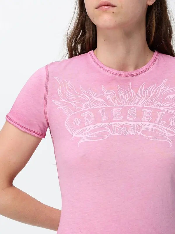 DIESEL® Slim Fit Cotton T-shirt With Contrasting Logo On The Chest