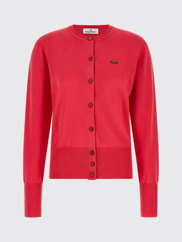 VIVIENNE WESTWOOD Slim Fit Cotton Cashmere Cardigan With Orb Logo - Blue