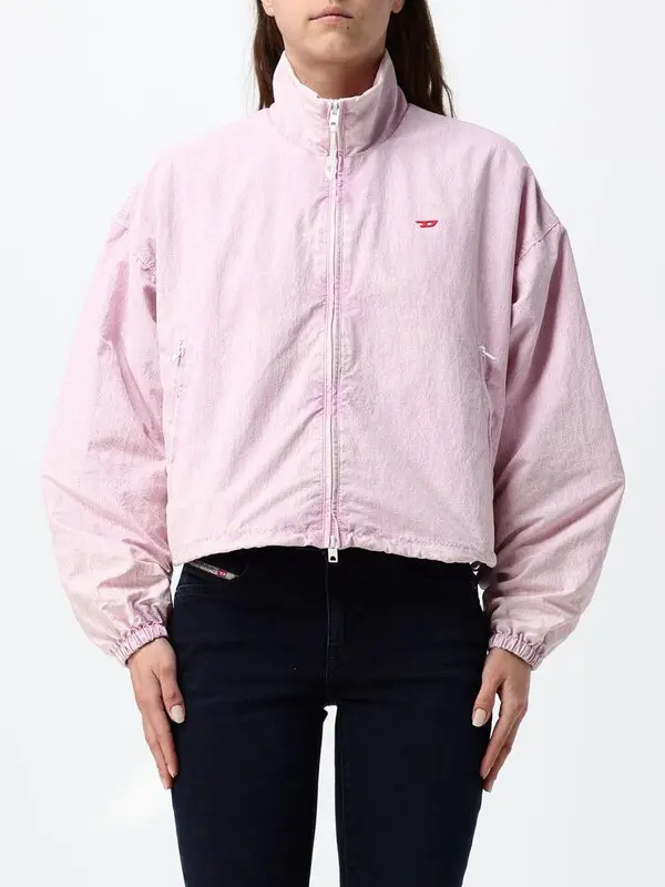 DIESEL® Cropped High Neck Windbreaker Jacket - Pink