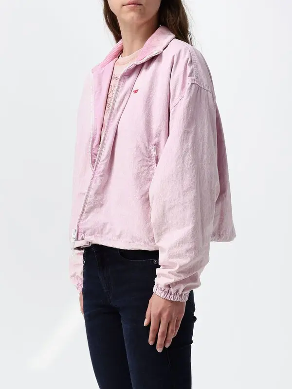 DIESEL® Cropped High Neck Windbreaker Jacket - Pink
