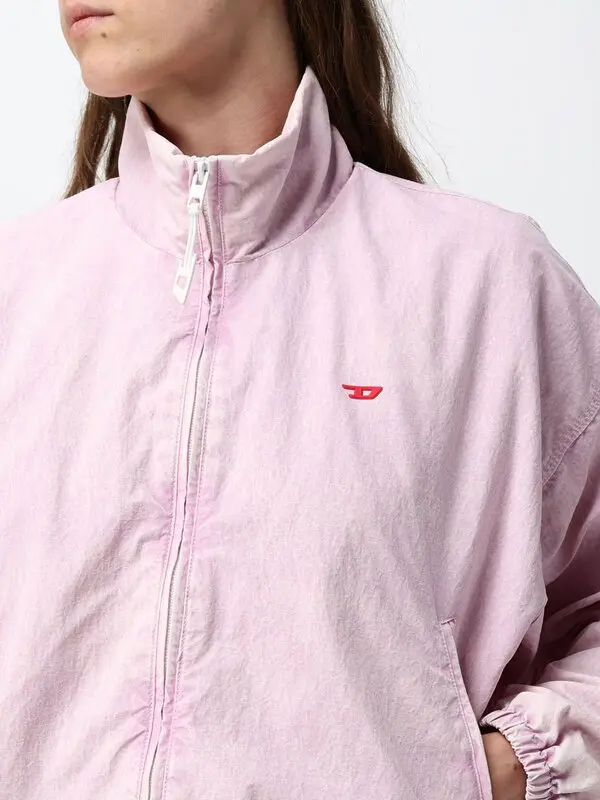 DIESEL® Cropped High Neck Windbreaker Jacket - Pink