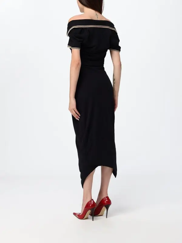 VIVIENNE WESTWOOD Asymmetrical Cotton Midi Dress With A Boat Neckline