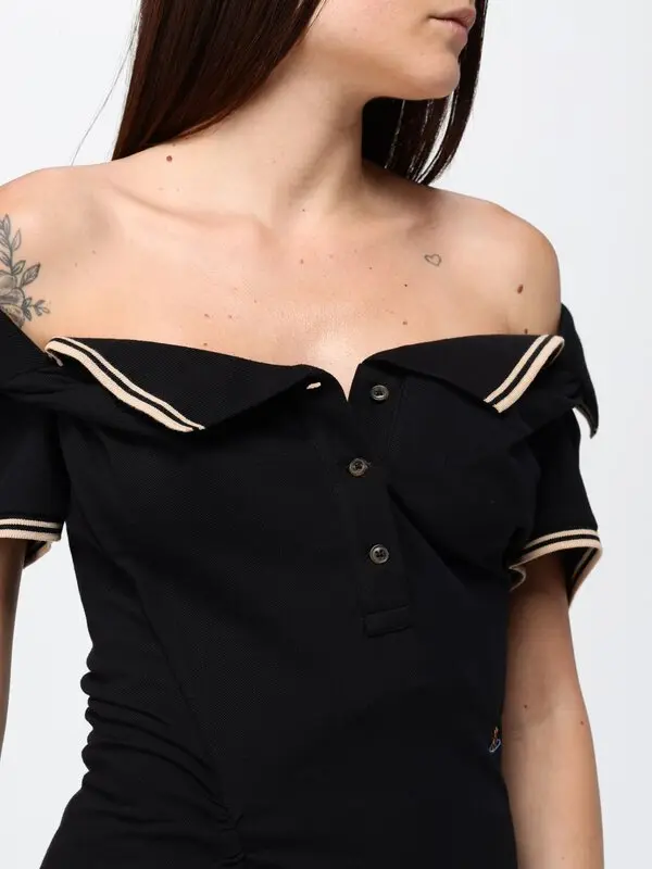 VIVIENNE WESTWOOD Asymmetrical Cotton Midi Dress With A Boat Neckline