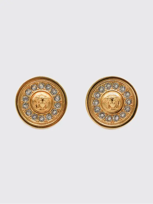 Versace Medusa Crystal Stud Earrings - Gold