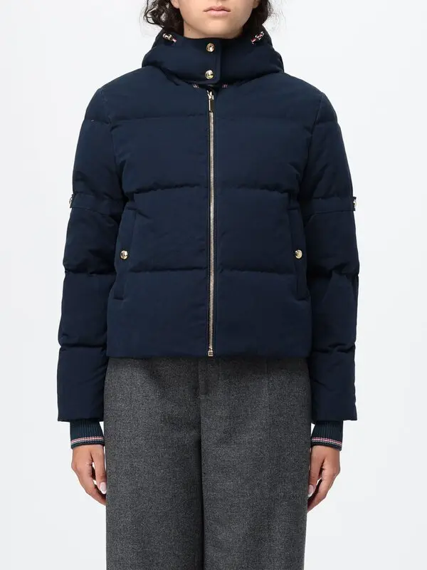 Thom Browne Quilted Cordura Nylon Down Jacket With Detachable Hood - Blue